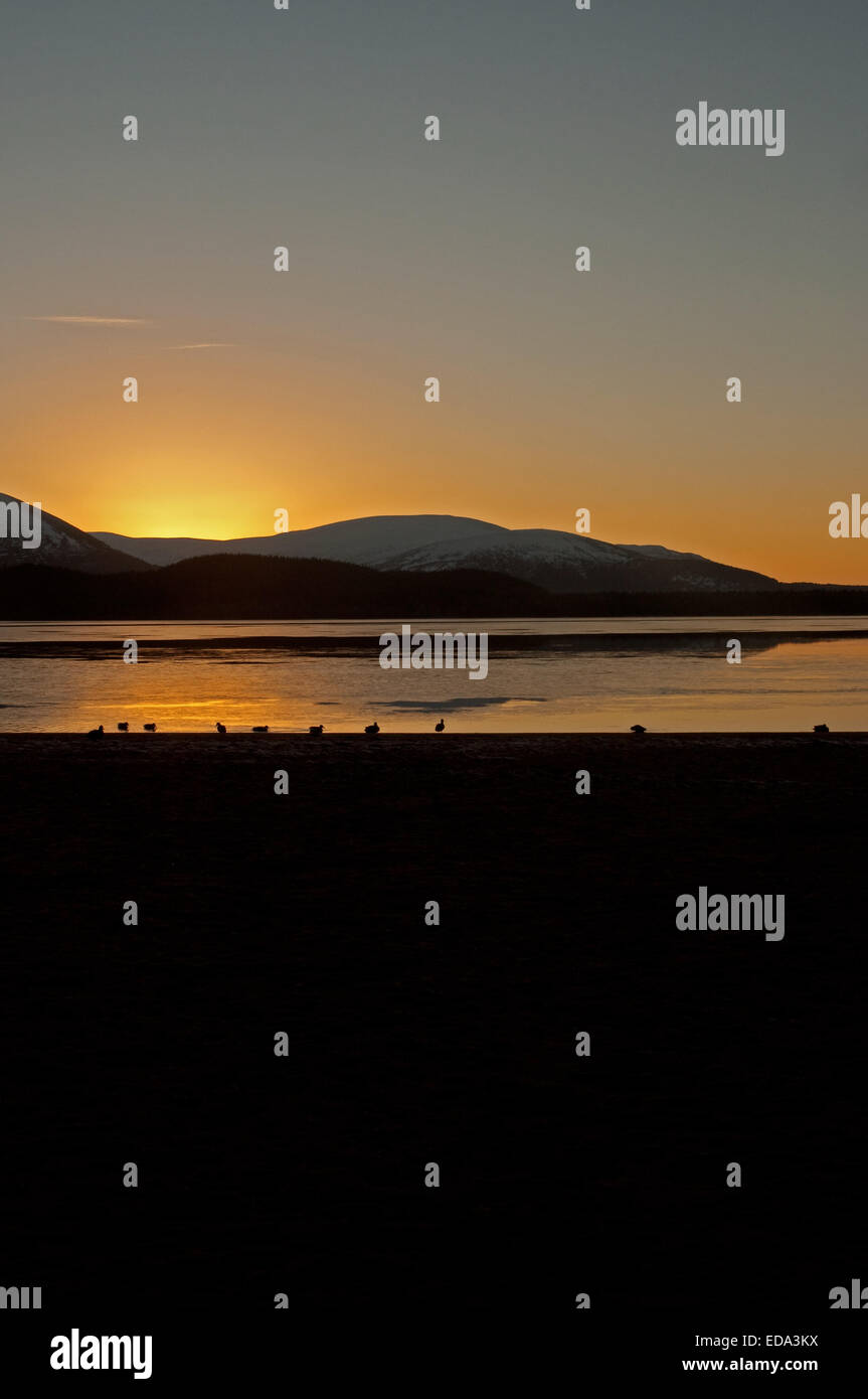 Sunset over Loch Morlich Stock Photo - Alamy