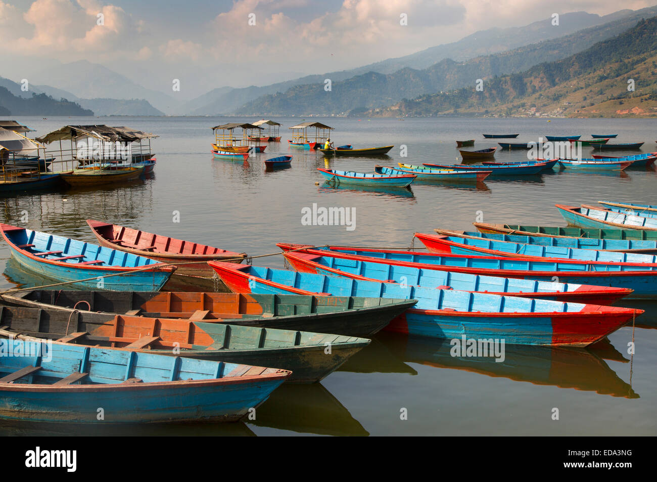 Boats on Begnas Lake Pokhara Nepal Stock Photo - Alamy