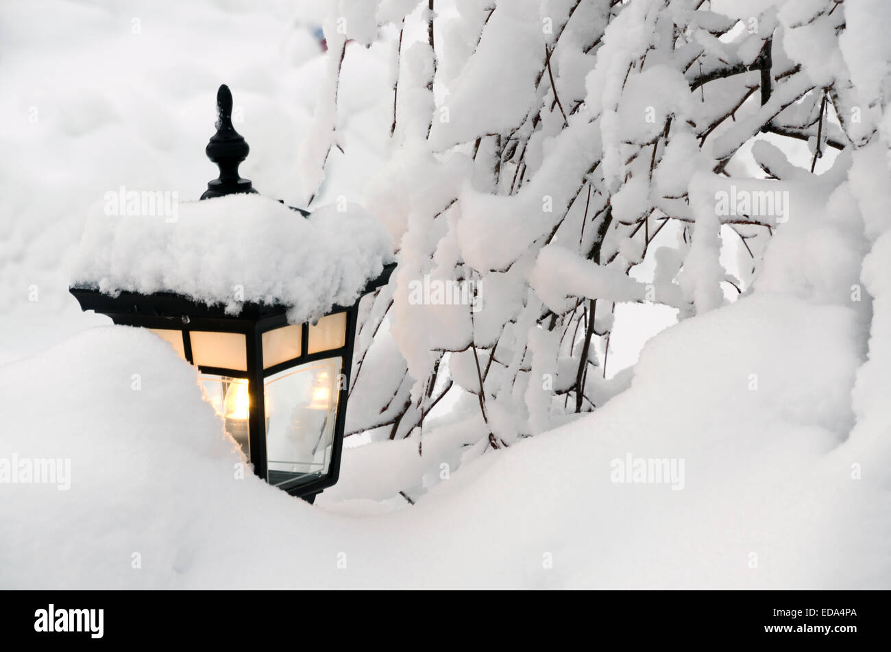 Old street lamp under snow Stock Photo - Alamy