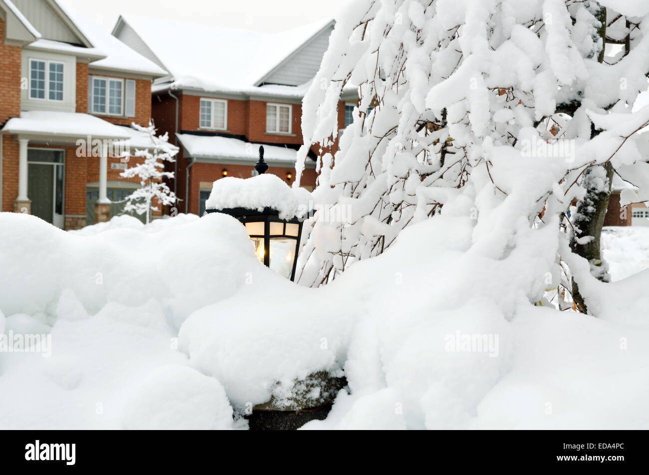 Snow winter in small Canadian town Stock Photo - Alamy