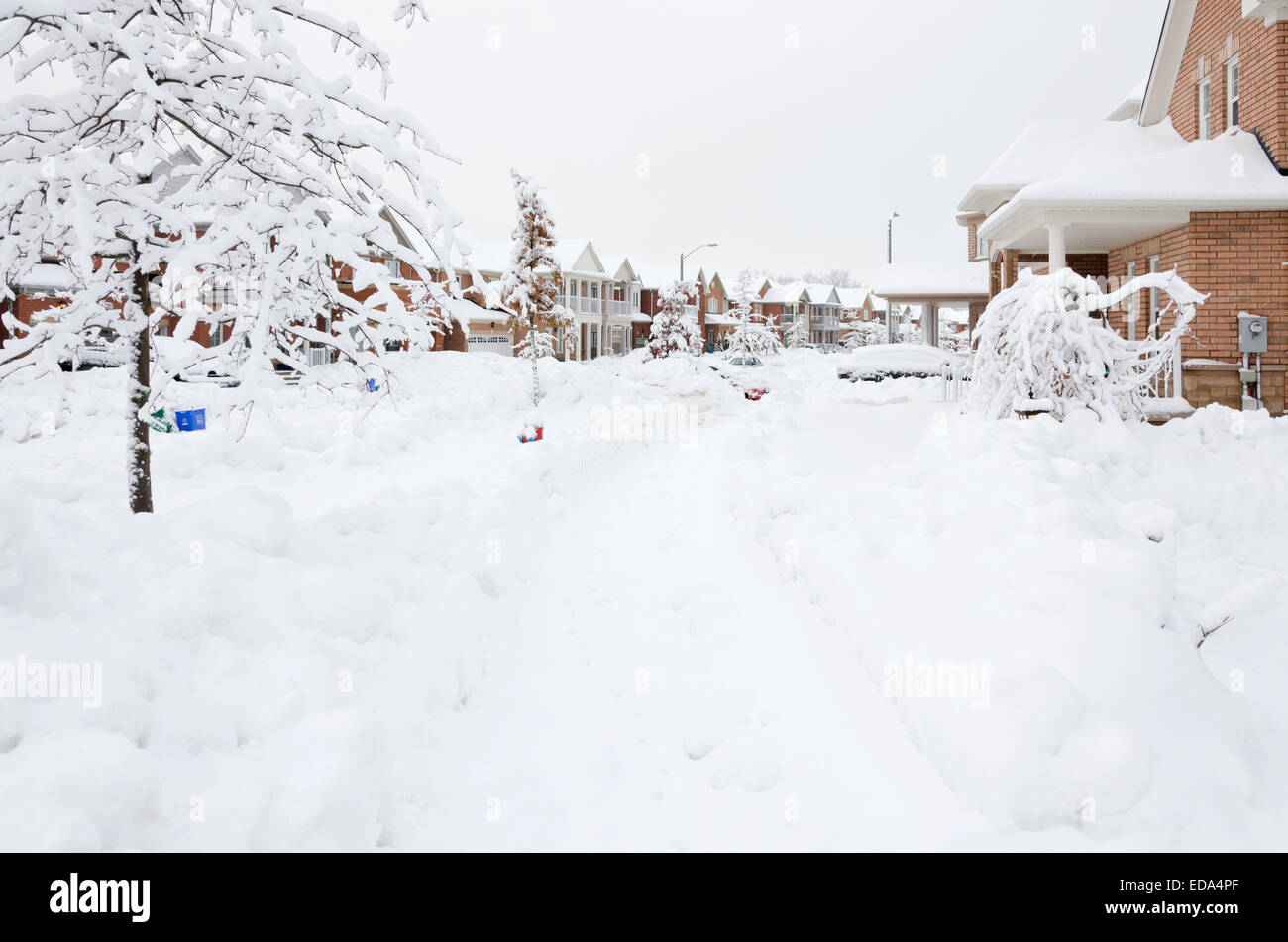 Snow winter in small Canadian town Stock Photo - Alamy