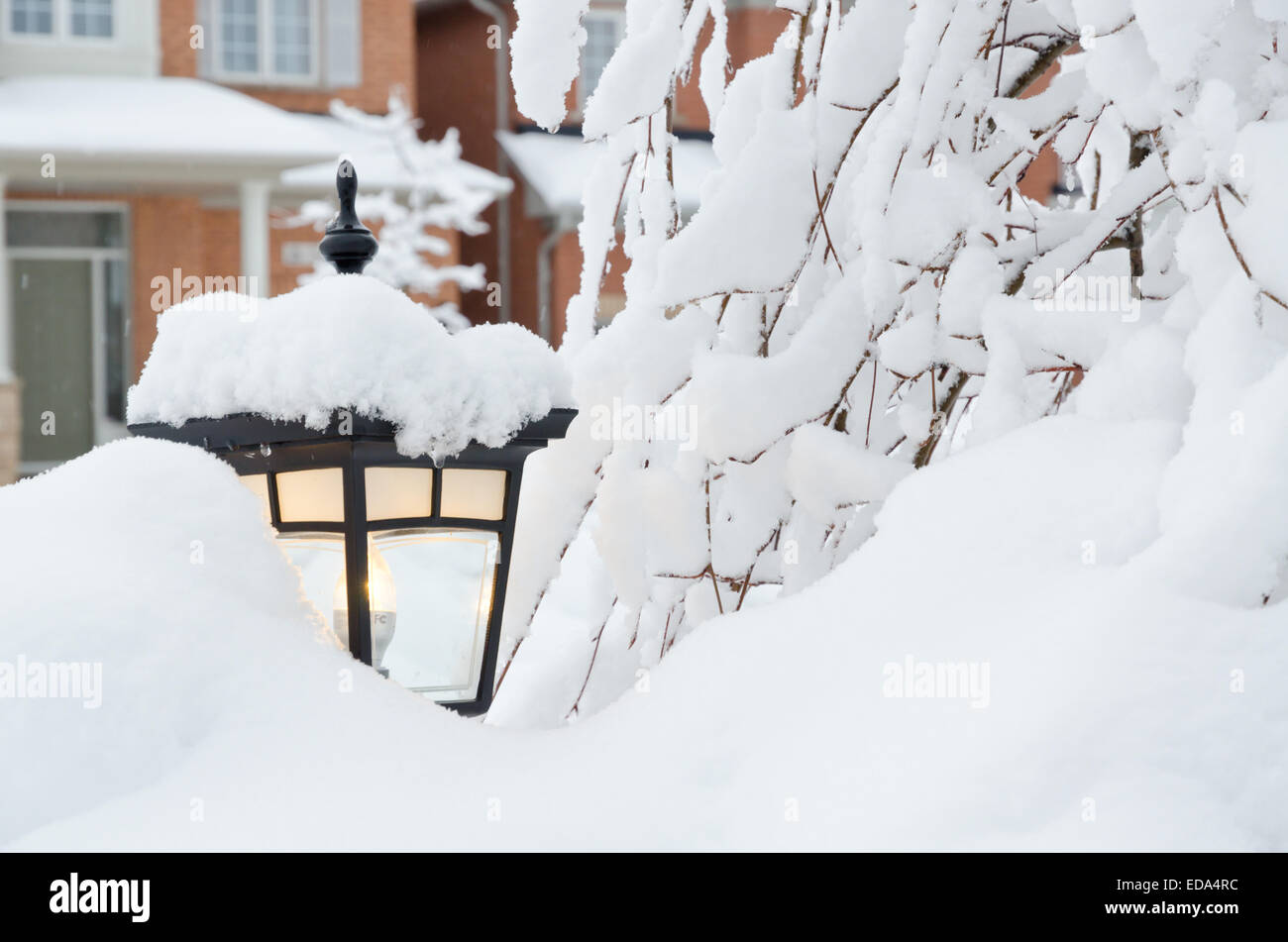 Snow winter in small Canadian town Stock Photo - Alamy