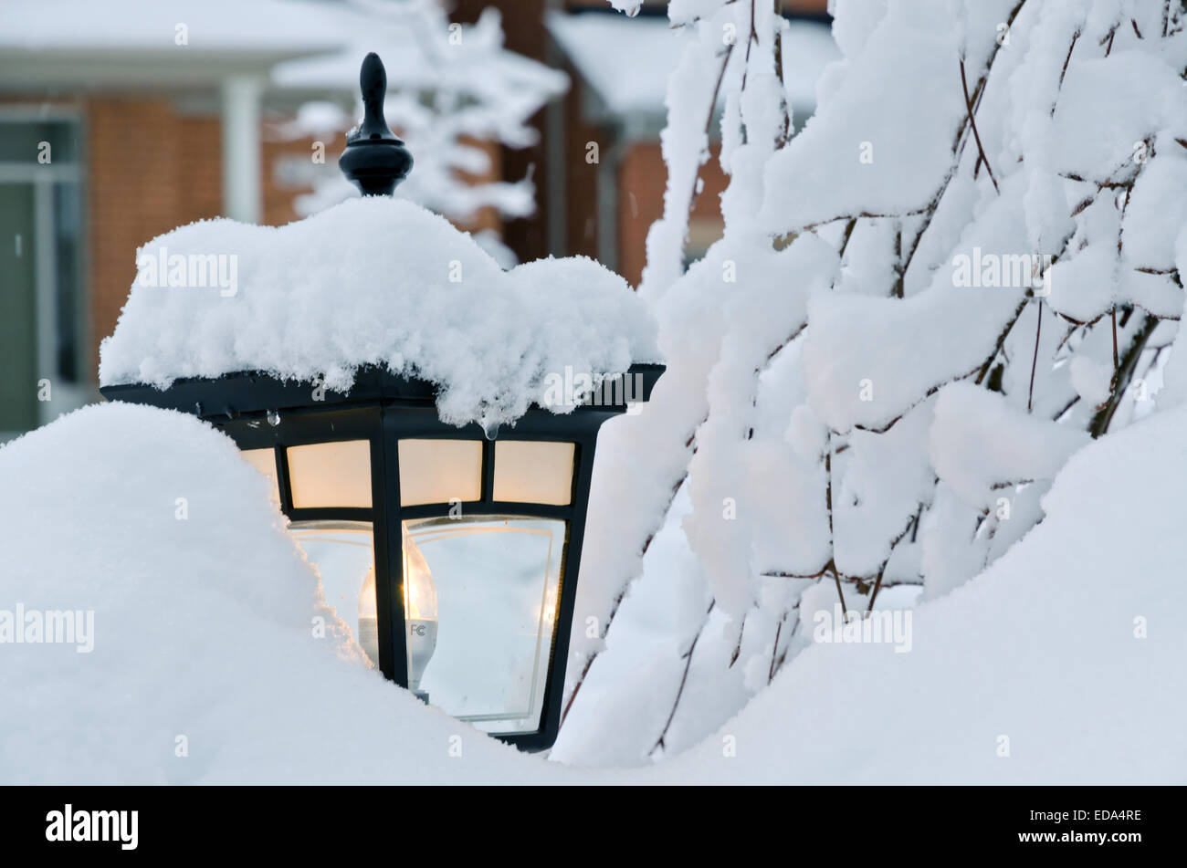 Snow winter in small Canadian town Stock Photo - Alamy