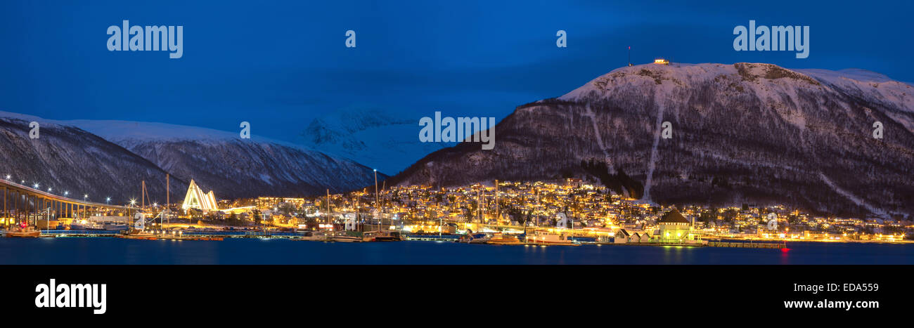 Panorama Landscape of Tromso City at dusk Troms, Norway Stock Photo - Alamy
