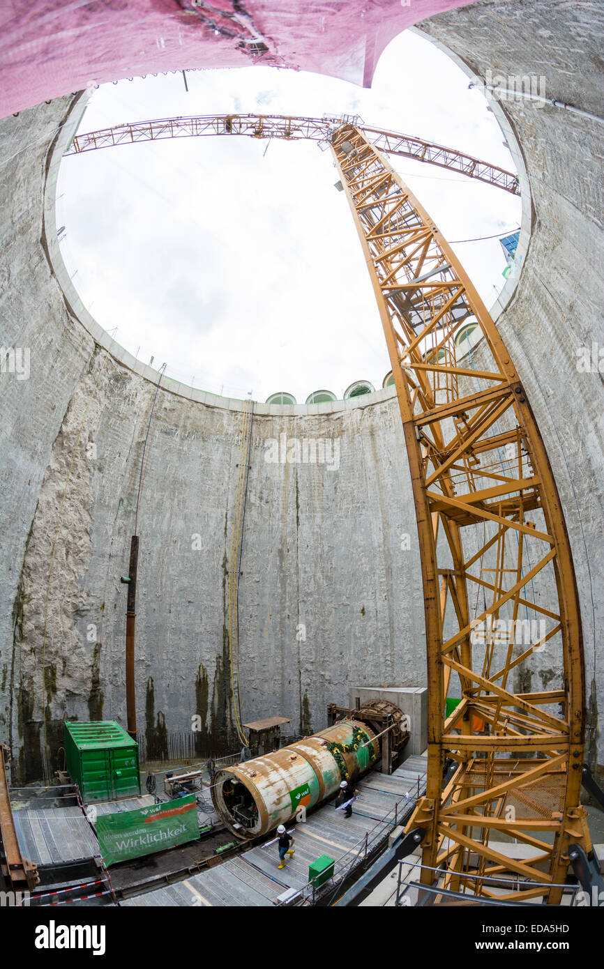 A 22 meter deep well is part of a construction site of the river ...