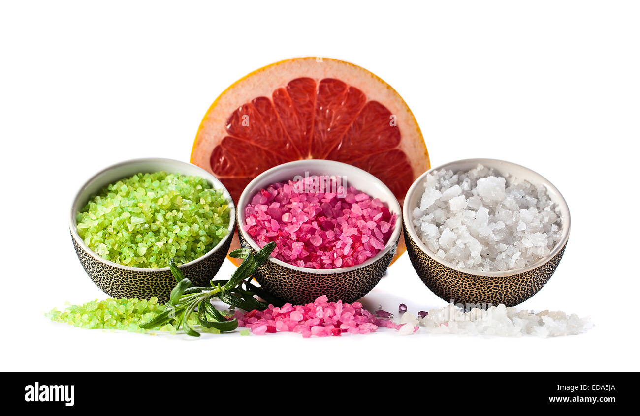 Sea salt isolated on a white background Stock Photo - Alamy