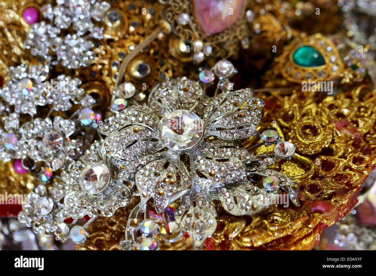 Beautiful multi-colored gems photographed closeup on the decoration ...