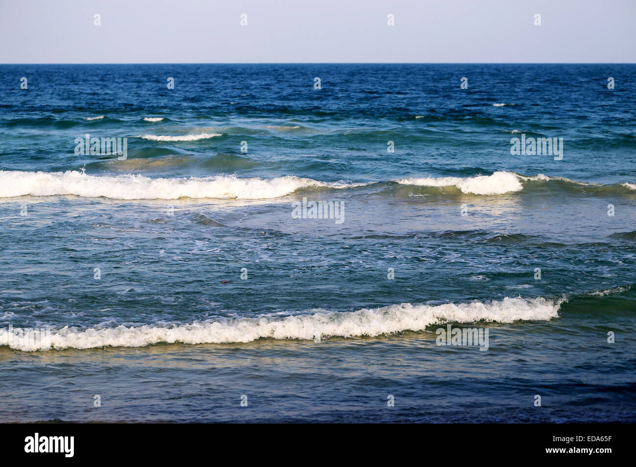 Beautiful large sea waves in the blue sea Stock Photo - Alamy