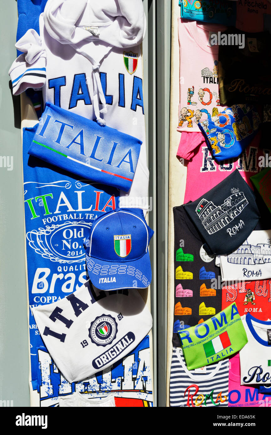 A variety of branded Italian stylish goods on display for sale, Rome ...