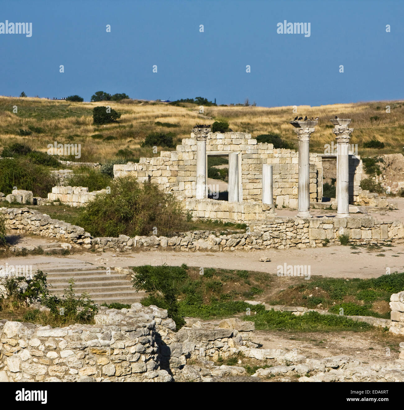 Ruins of ancient Greek town Chersonese in Crimea on Black sea Stock ...