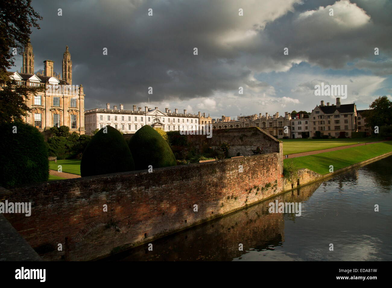 Trinity College, viewed in autumn from Kitchen Bridge in Cambridge, UK ...