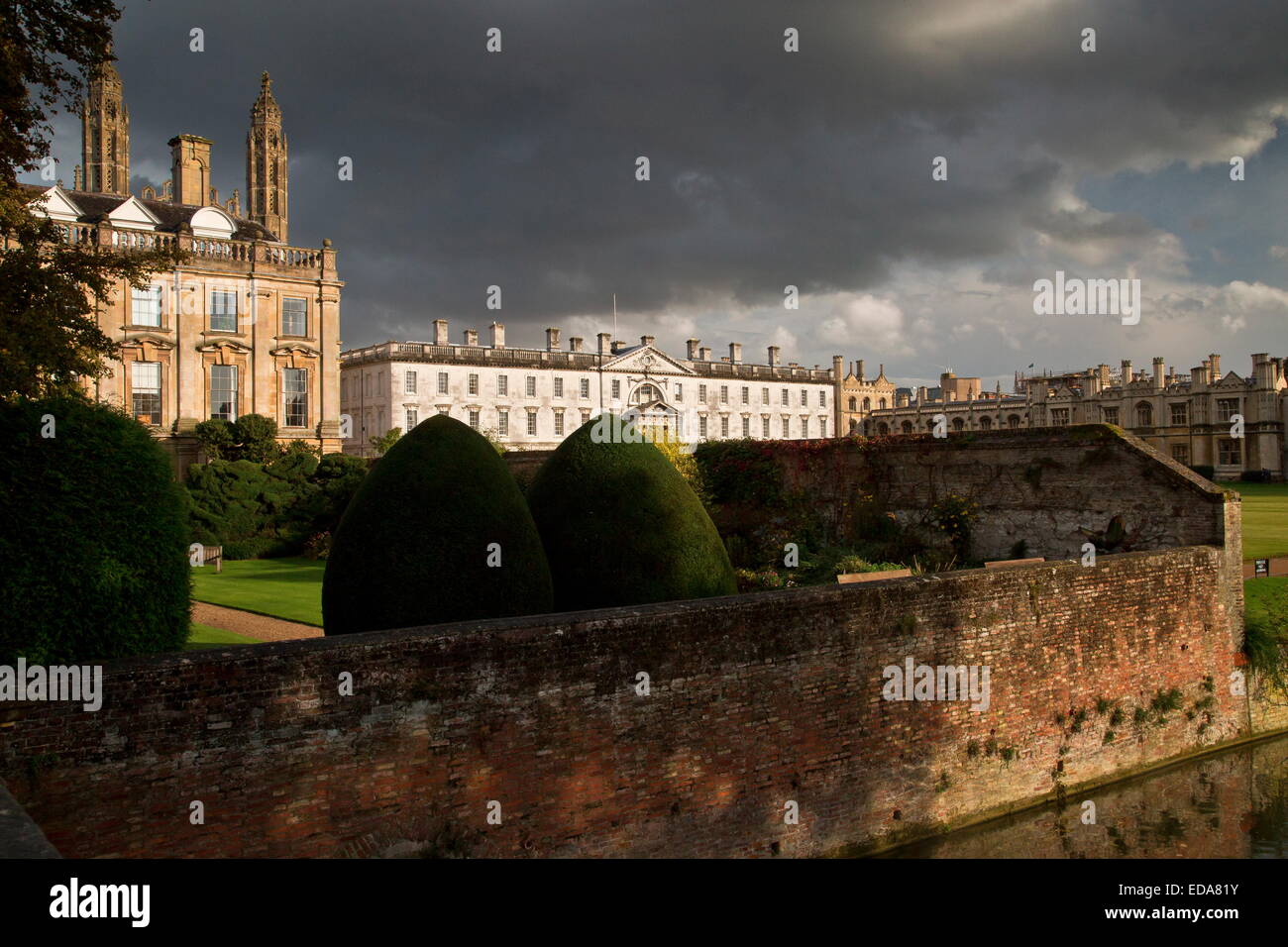 Trinity College, viewed in autumn from Kitchen Bridge in Cambridge, UK ...