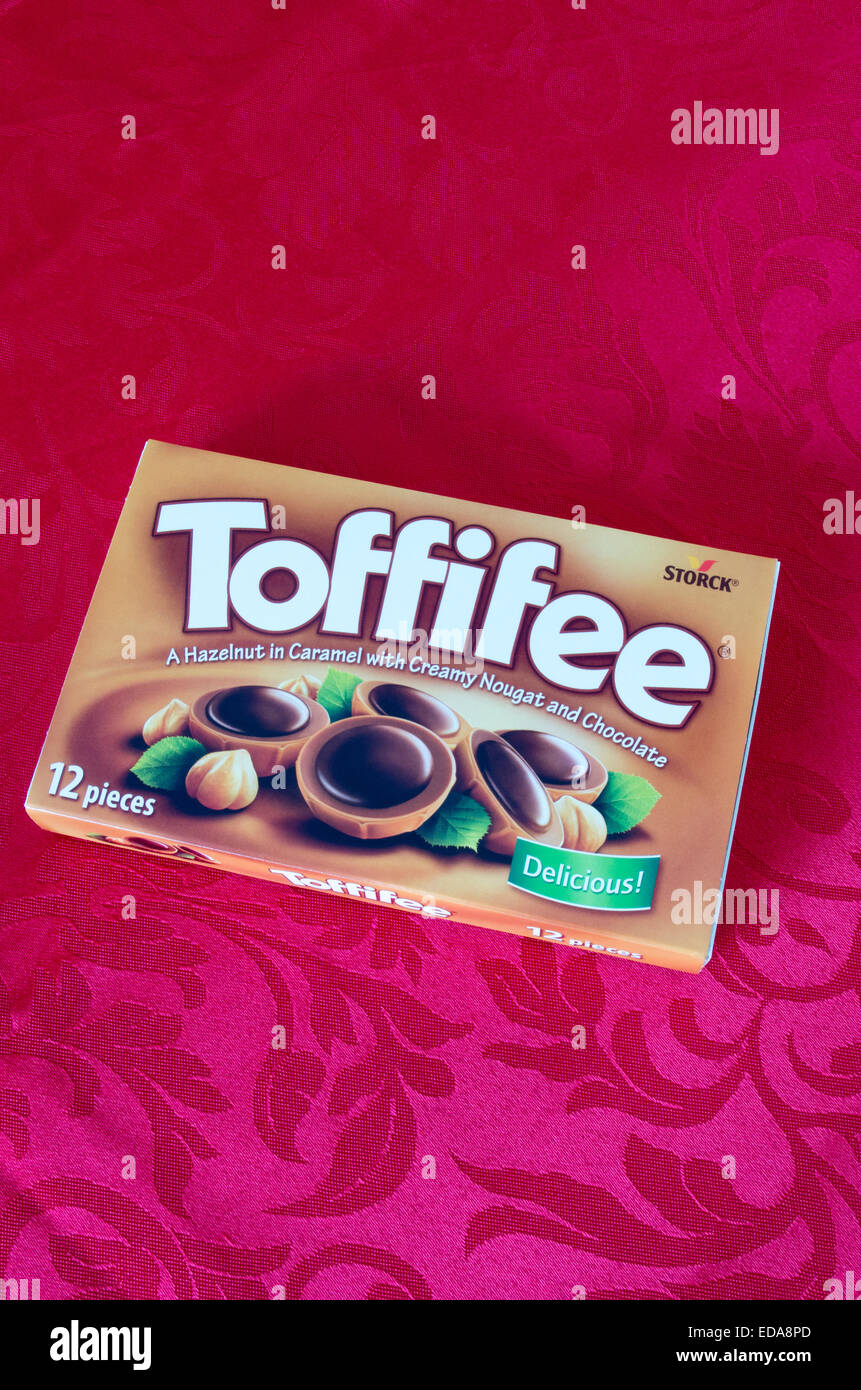 Box of Toffifee Confectionery on a Red Background, UK Stock Photo - Alamy