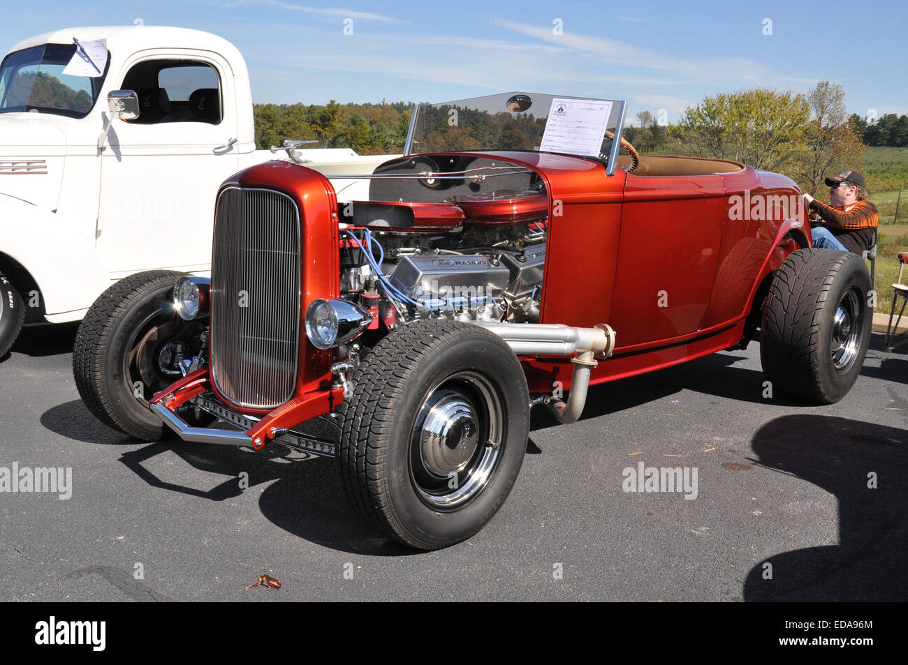 A custom 1932 Ford street rod, with a 429 Big Block Engine Stock Photo ...