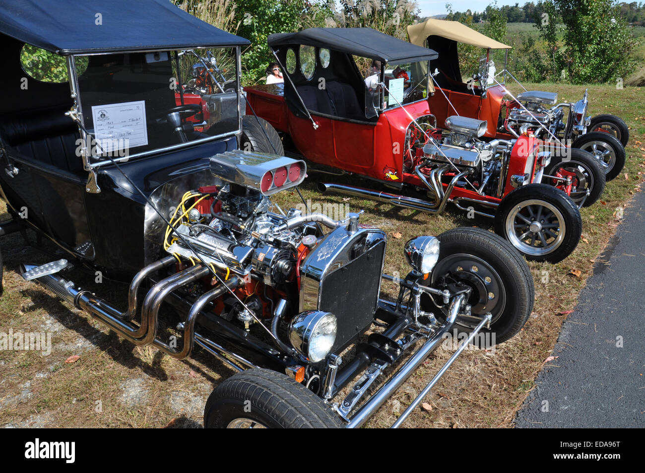 Three T Bucket custom built cars at a car show Stock Photo - Alamy