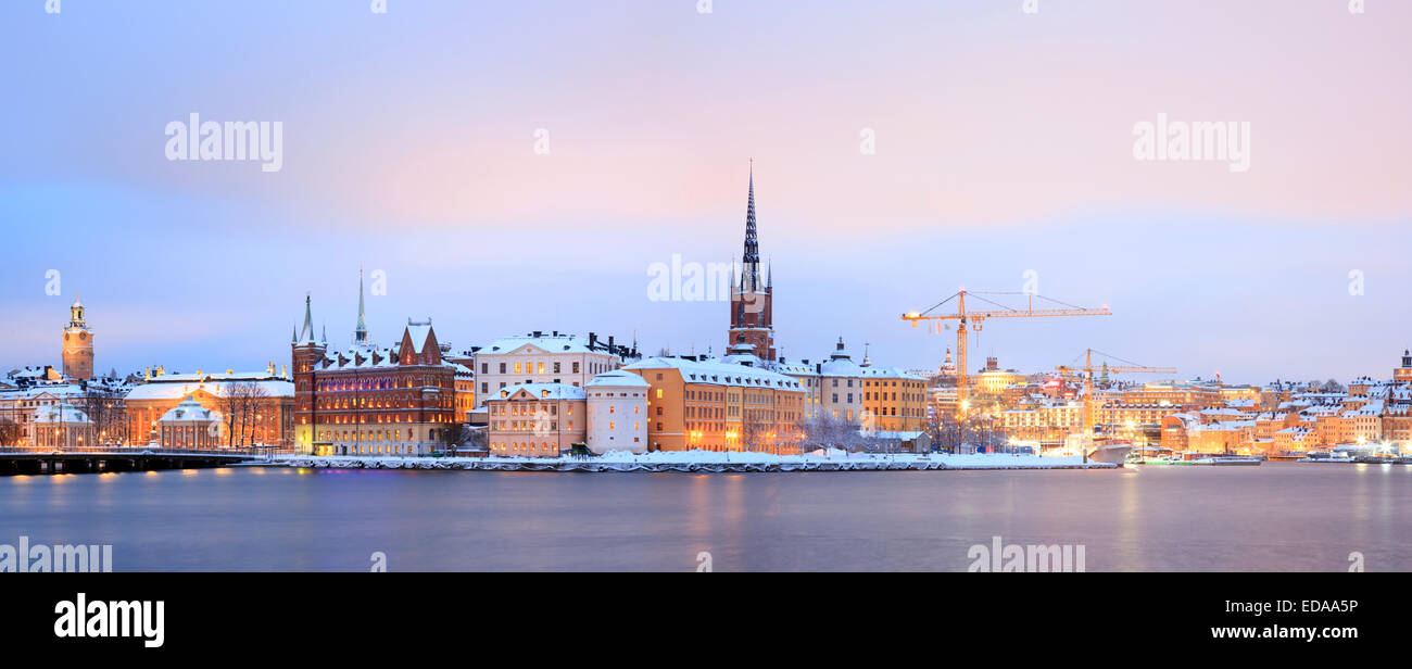Panorama Cityscape of Stockholm Sweden at dusk Stock Photo - Alamy