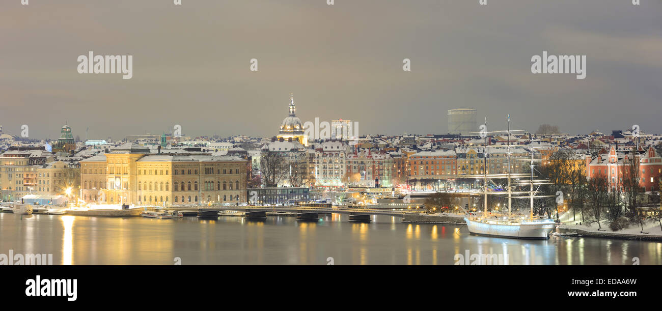 Aerial Panorama of Stockholm Cityscape at night Sweden Stock Photo - Alamy