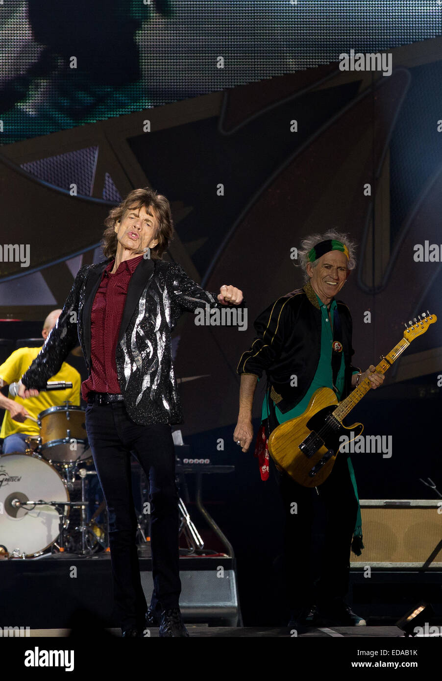 The Rolling Stones performing live on stage on their '14 ON FIRE' tour ...