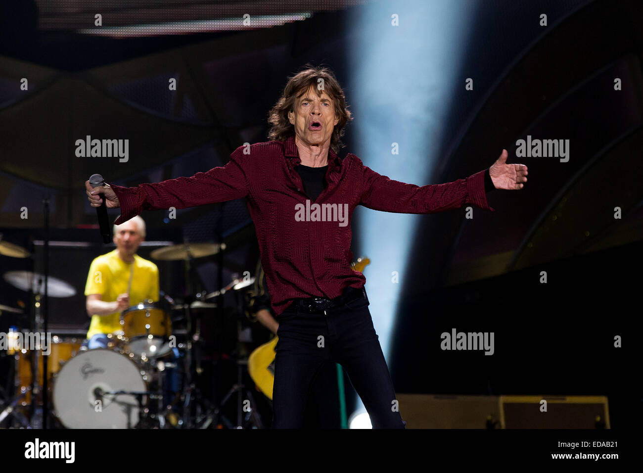 The Rolling Stones performing live on stage on their '14 ON FIRE' tour ...