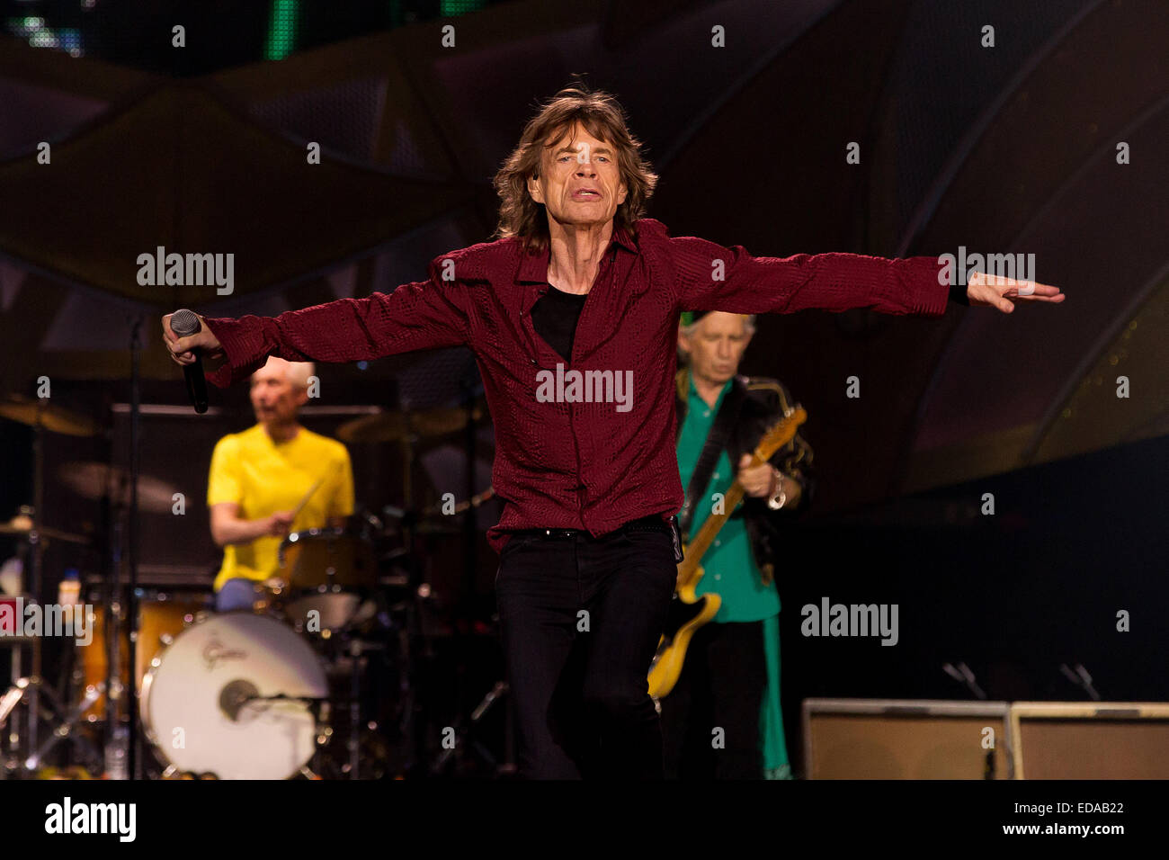 The Rolling Stones performing live on stage on their '14 ON FIRE' tour ...