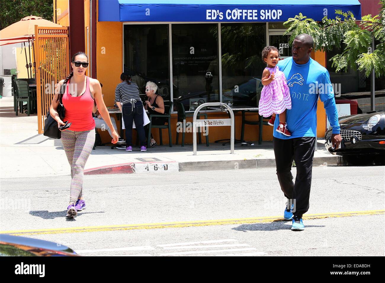 Reggie Bush with his wife Lilit Avagyan and baby daughter Briseis leave ...