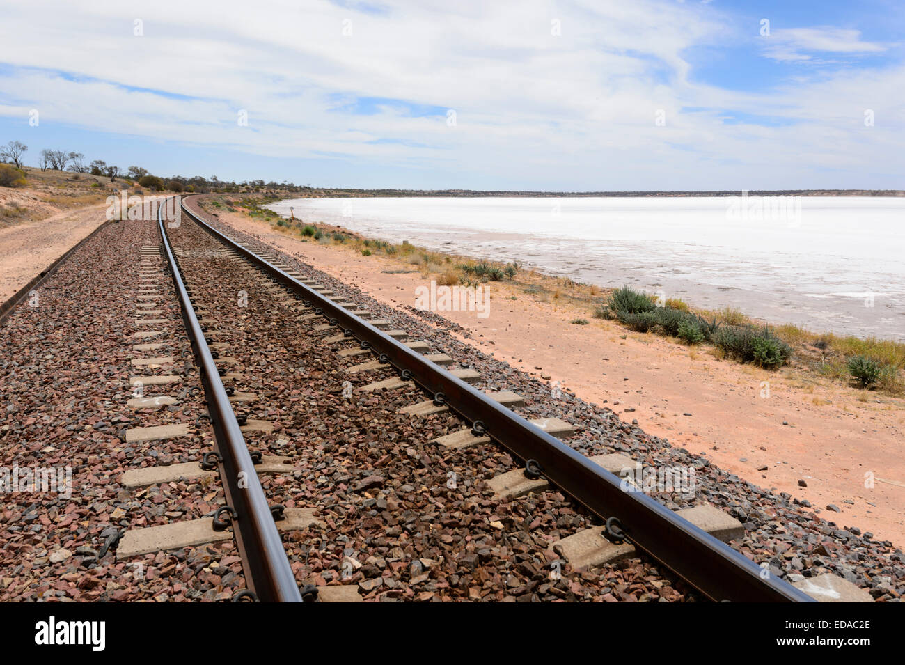 Railway Line by Lake Hart, South Australia, SA, Australia Stock Photo ...