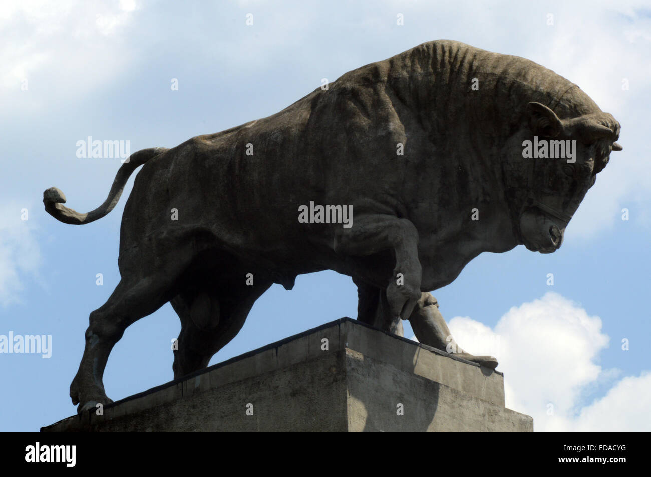 The figure of the bull and the bull statue man on the pavilion at the ...