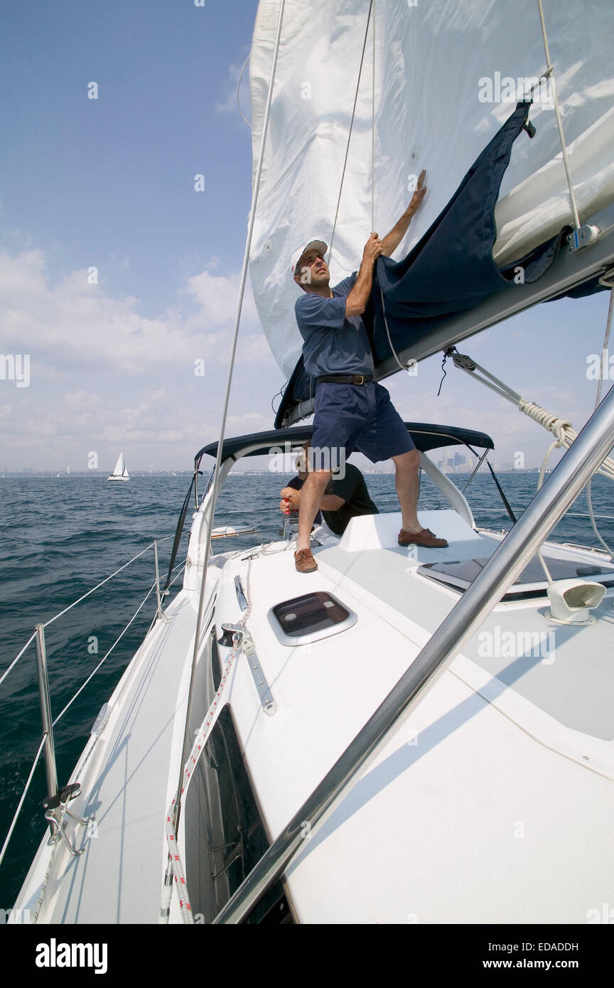 Men sailing on lake Ontario Stock Photo - Alamy