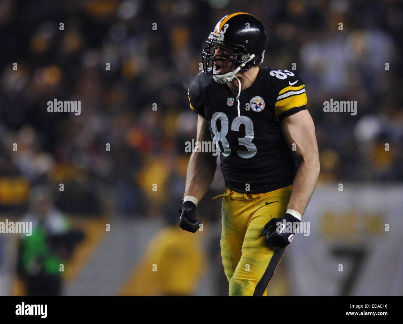 Jan 3rd, 2015: Heath Miller #83 yelling at the official during the ...
