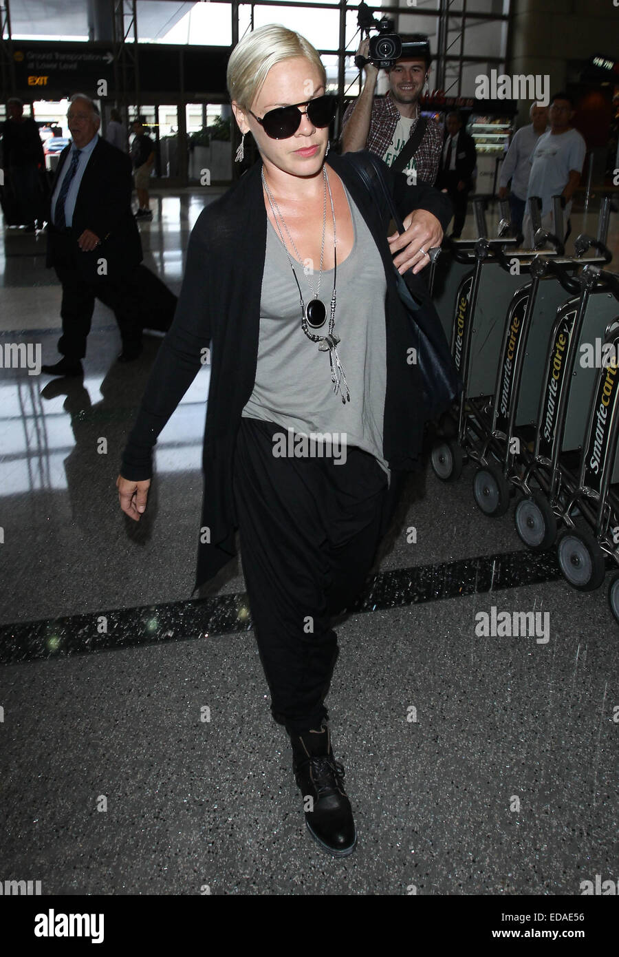 Pink at Los Angeles International Airport (LAX) Featuring: Pink,Alecia ...