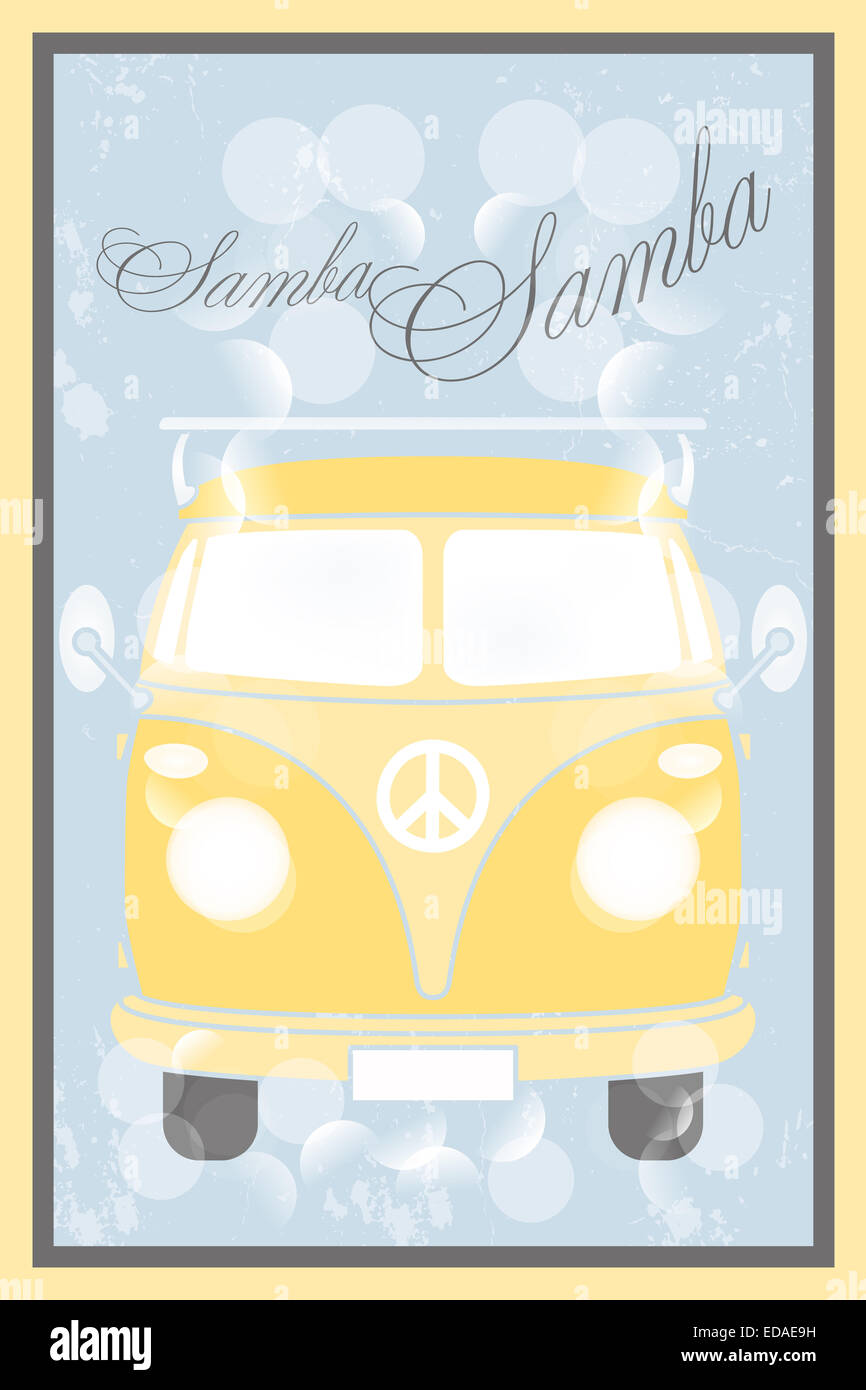 Samba bus retro poster Stock Photo - Alamy
