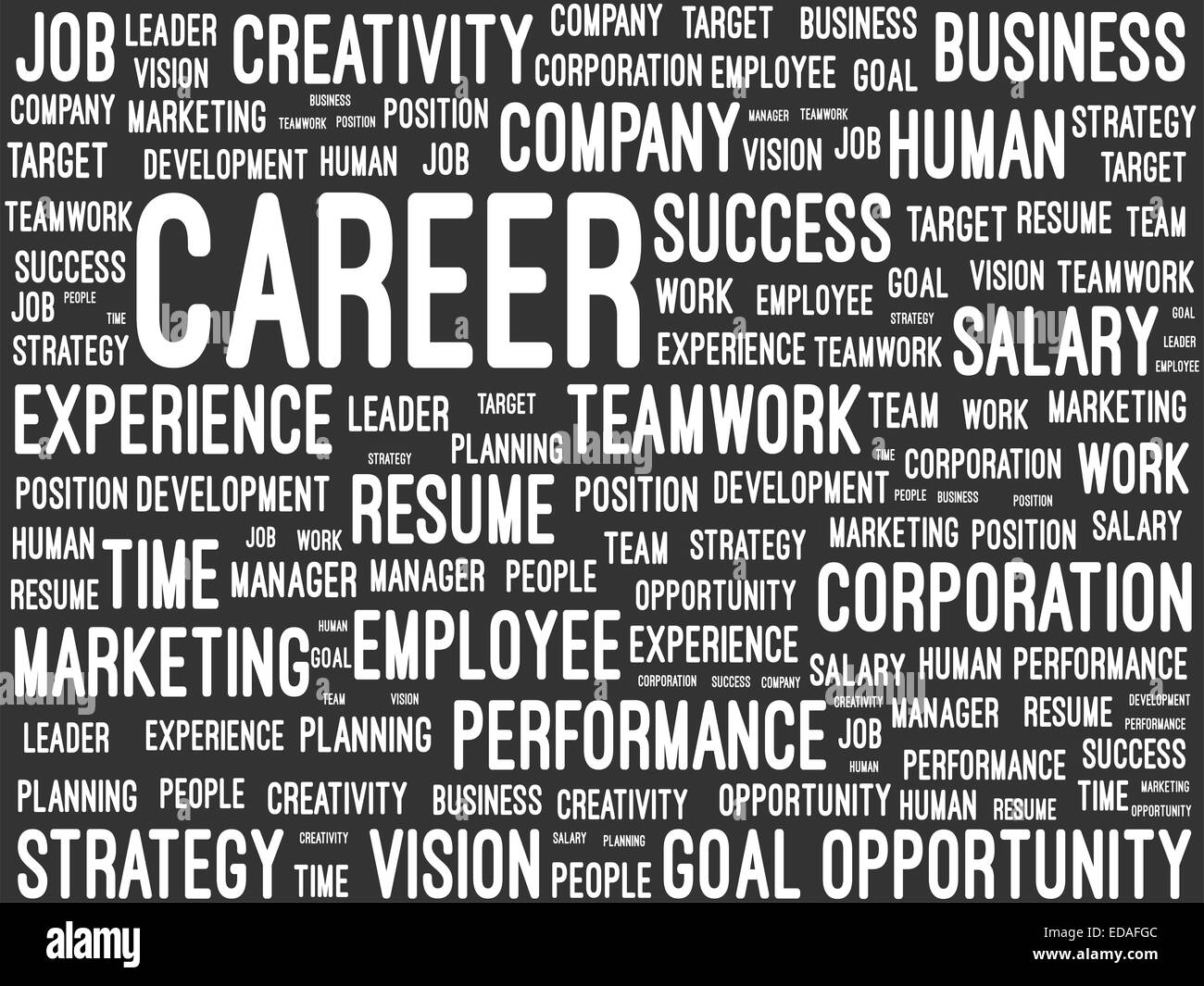 Business And Career Word Cloud On Blackboard Stock Photo - Alamy