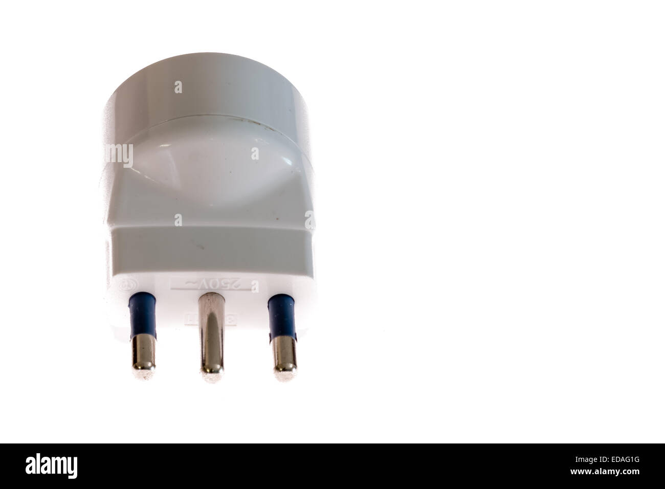 withe 16 ampere schuko italian adapter with center pin Stock Photo - Alamy