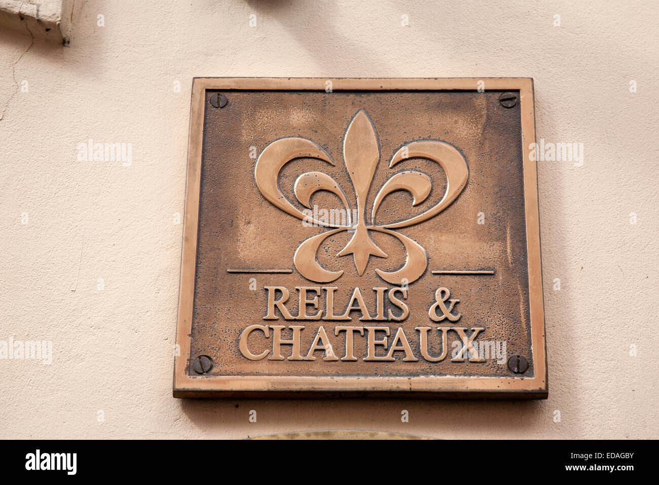 Relais and Chateaux Logo on Hotel Wall Stock Photo - Alamy
