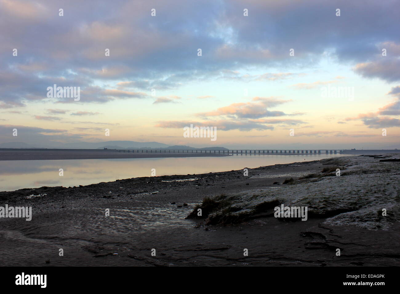 Sunset over the River Kent estuary at Arnside, Cumbria, England Stock ...