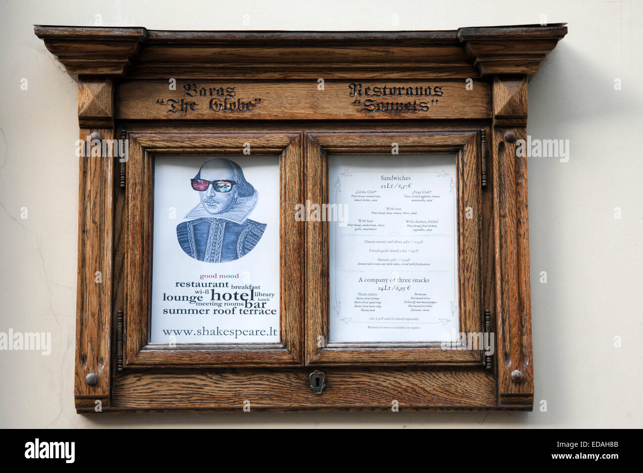Shakespeare Hotel Sign, Vilnius, Lithuania Stock Photo - Alamy
