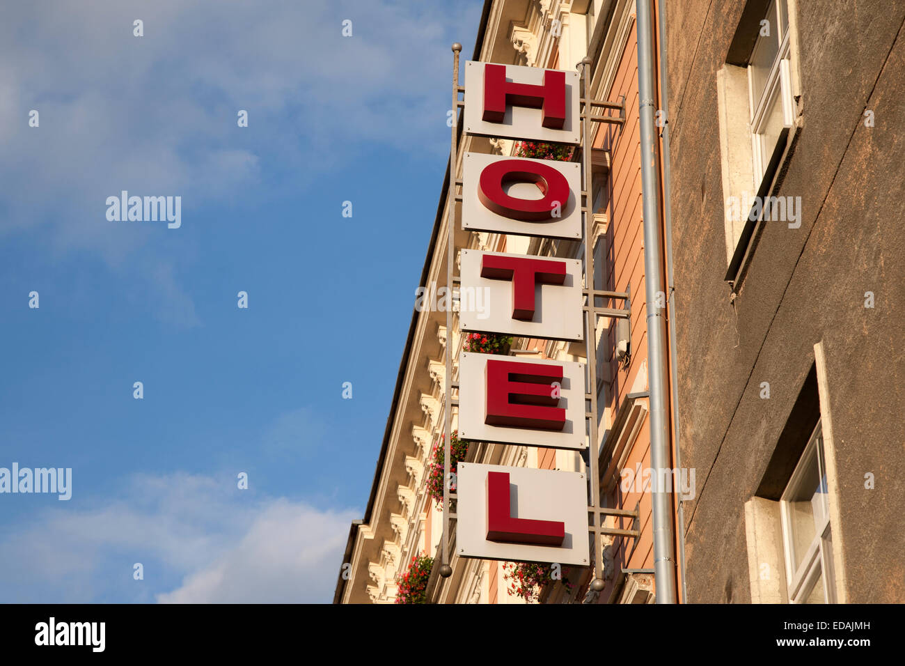 Hotel Sign against Blue Sky Background Stock Photo - Alamy