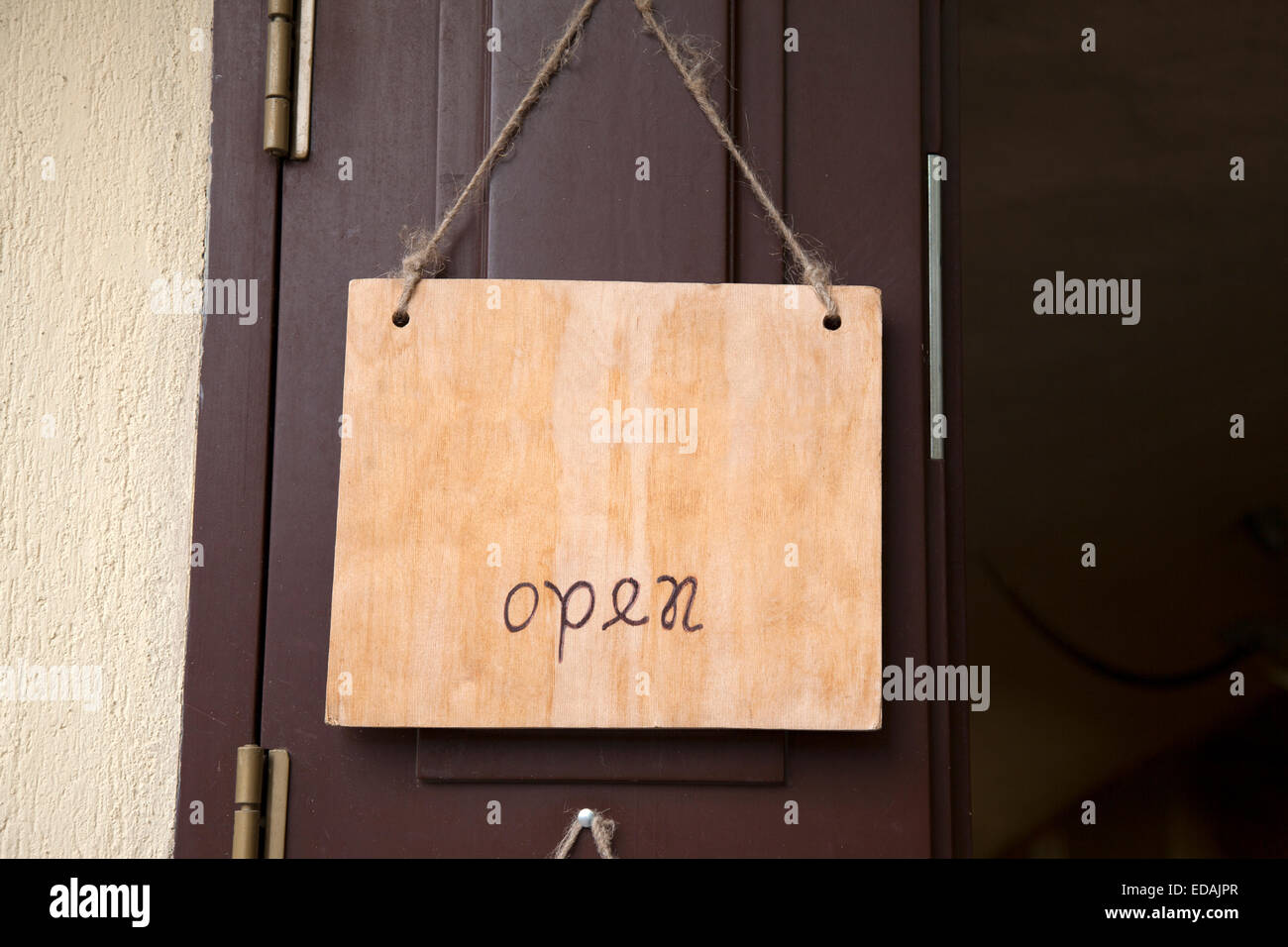 Open Sign on Shop Door Entrance Stock Photo - Alamy