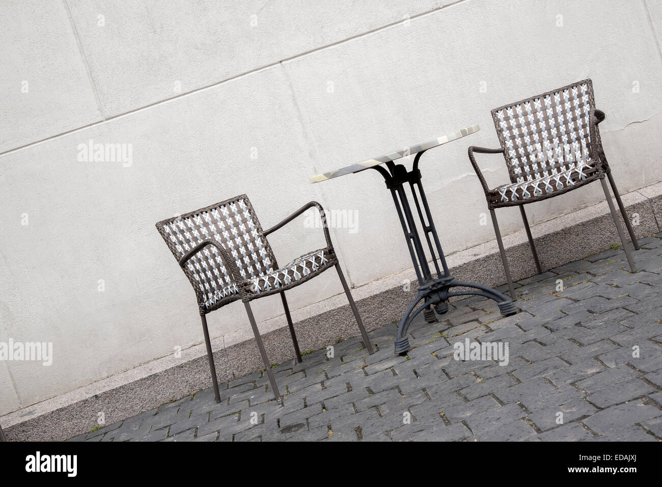 Cafe Table and Chair on Diagonal Angle Stock Photo - Alamy