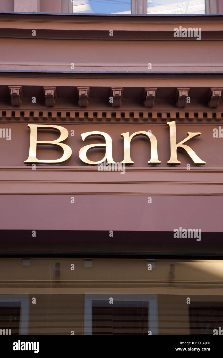 Bank Sign on Branch Facade Stock Photo - Alamy