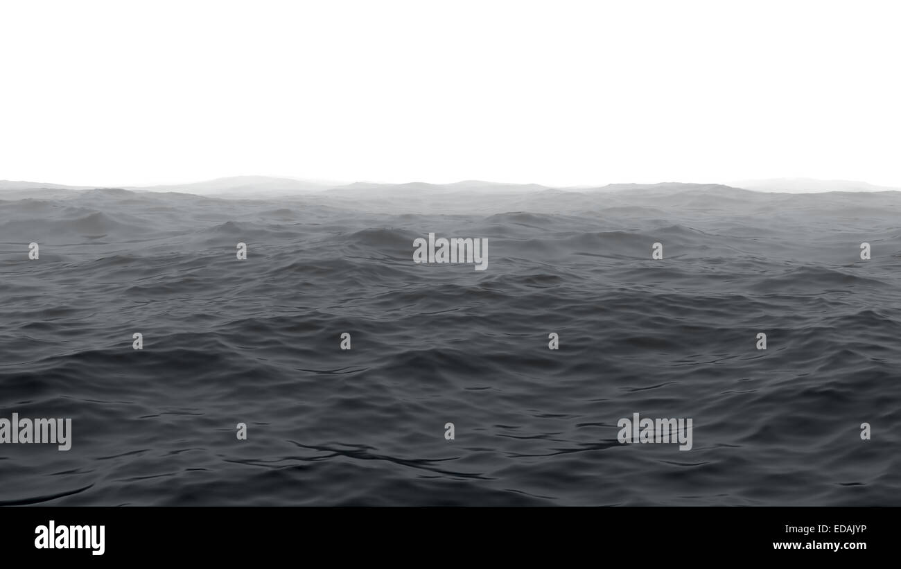 3d rendering of the ocean with the horizon covered by fog Stock Photo ...