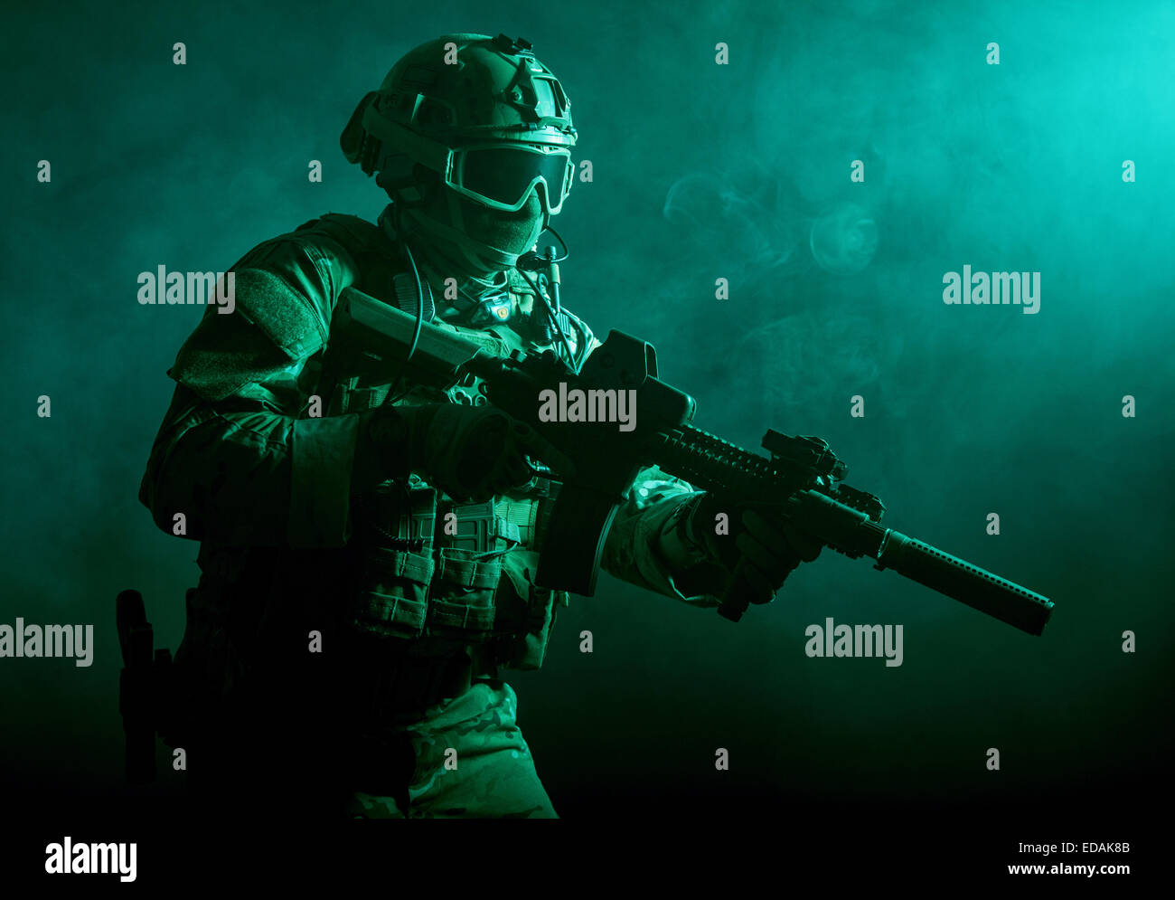 soldier in the smoke Stock Photo - Alamy