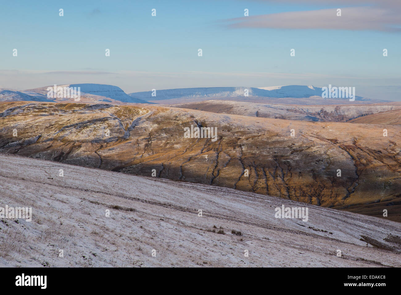 A wintery view of the Brecon Beacons, looking west from Fan Fawr Stock ...