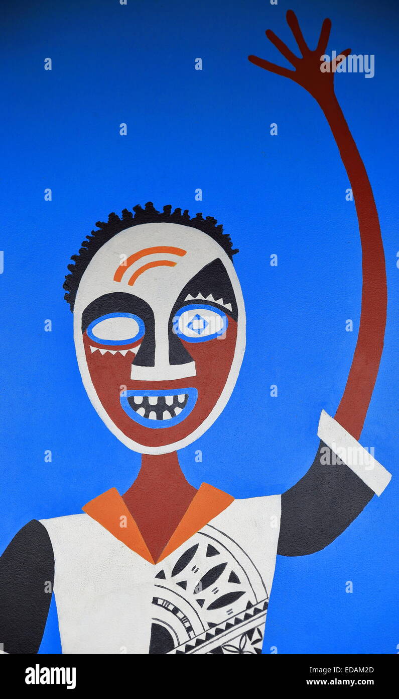 LUGANVILLE,VANUATU-OCTOBER 16, 2014: The native street art decorates ...