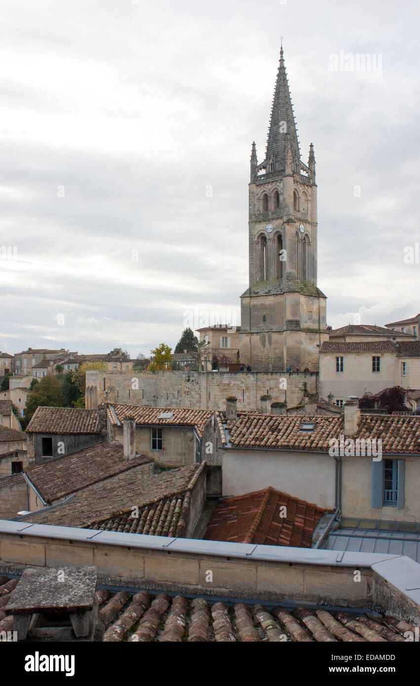 View on the church of St. Emilion in France Stock Photo - Alamy