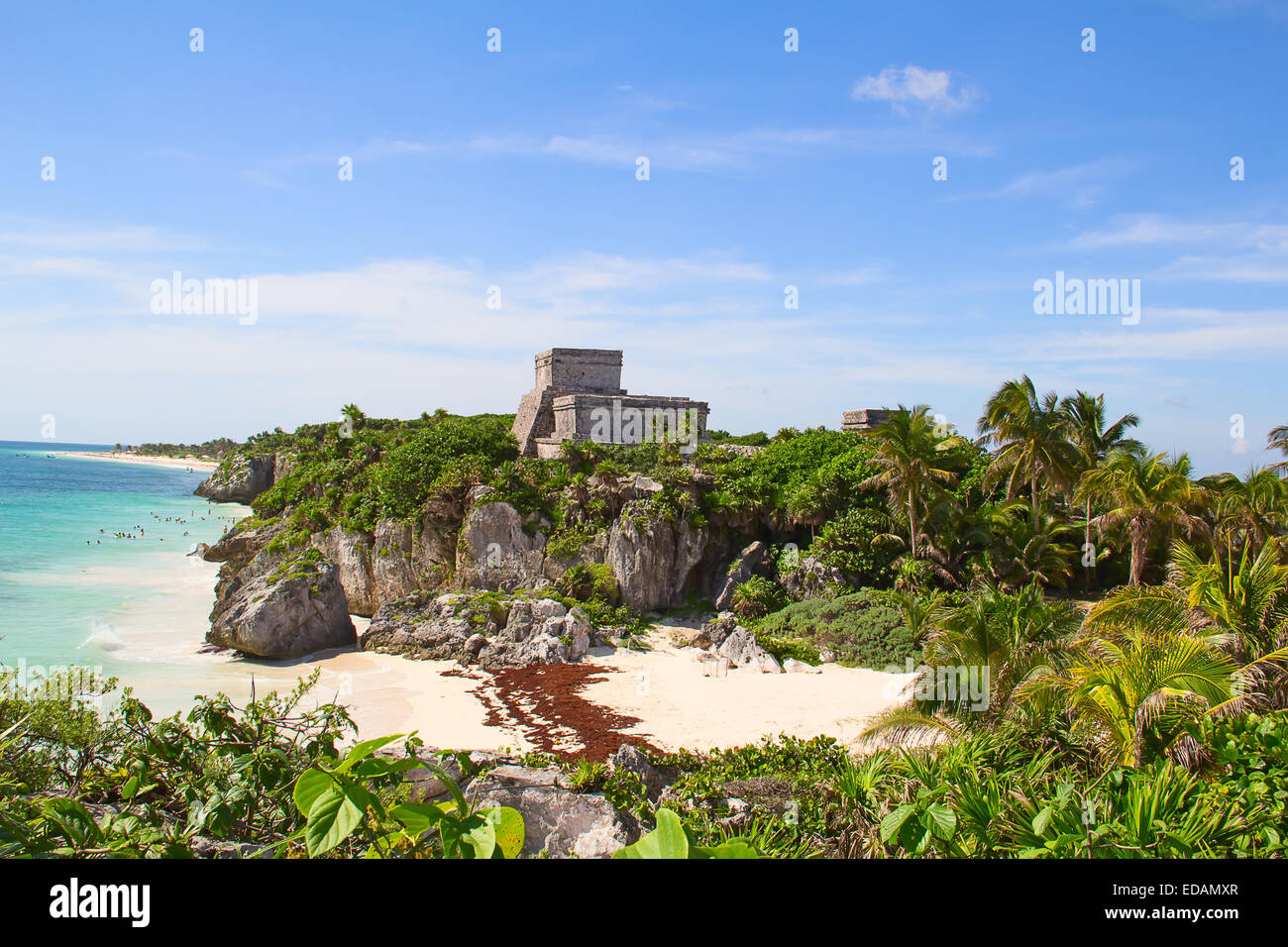 Ruins of the Mayan fortress and temple near Tulum, Mexico Stock Photo ...