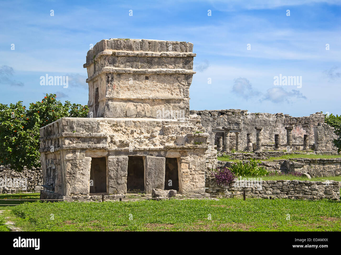 Ruins of the Mayan fortress and temple near Tulum, Mexico Stock Photo ...