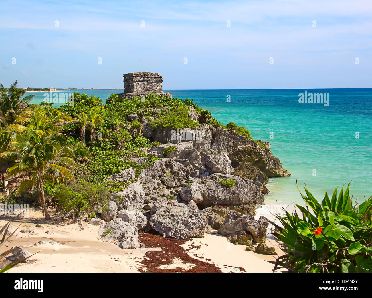 Ruins of the Mayan fortress and temple near Tulum, Mexico Stock Photo ...