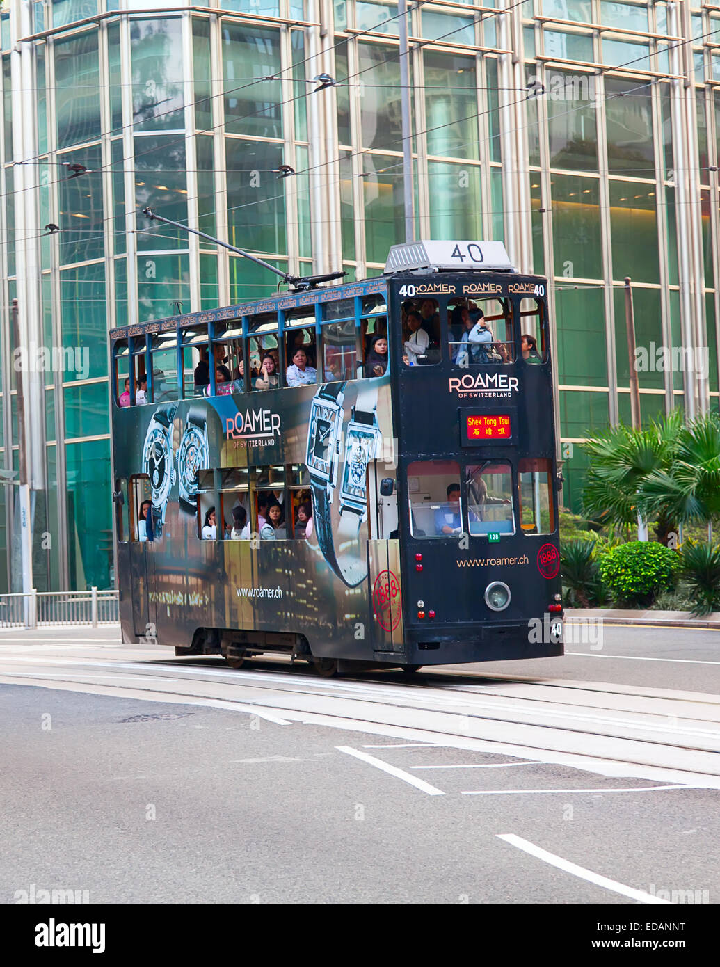 HONG KONG - DECEMBER 05: Unidentified people using city tram in Hong ...