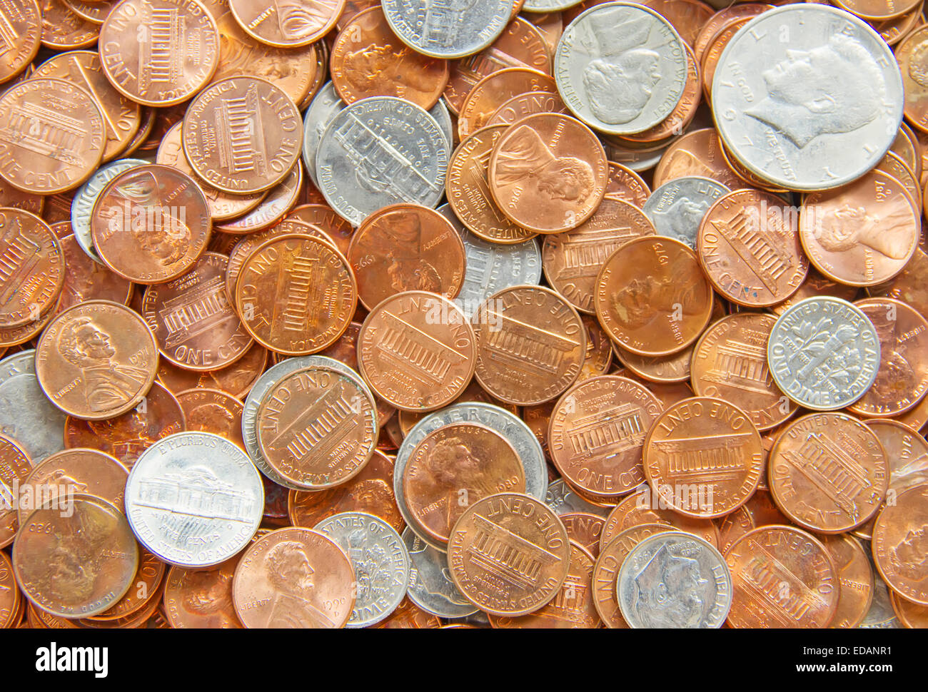 Pile of the US coins Stock Photo - Alamy